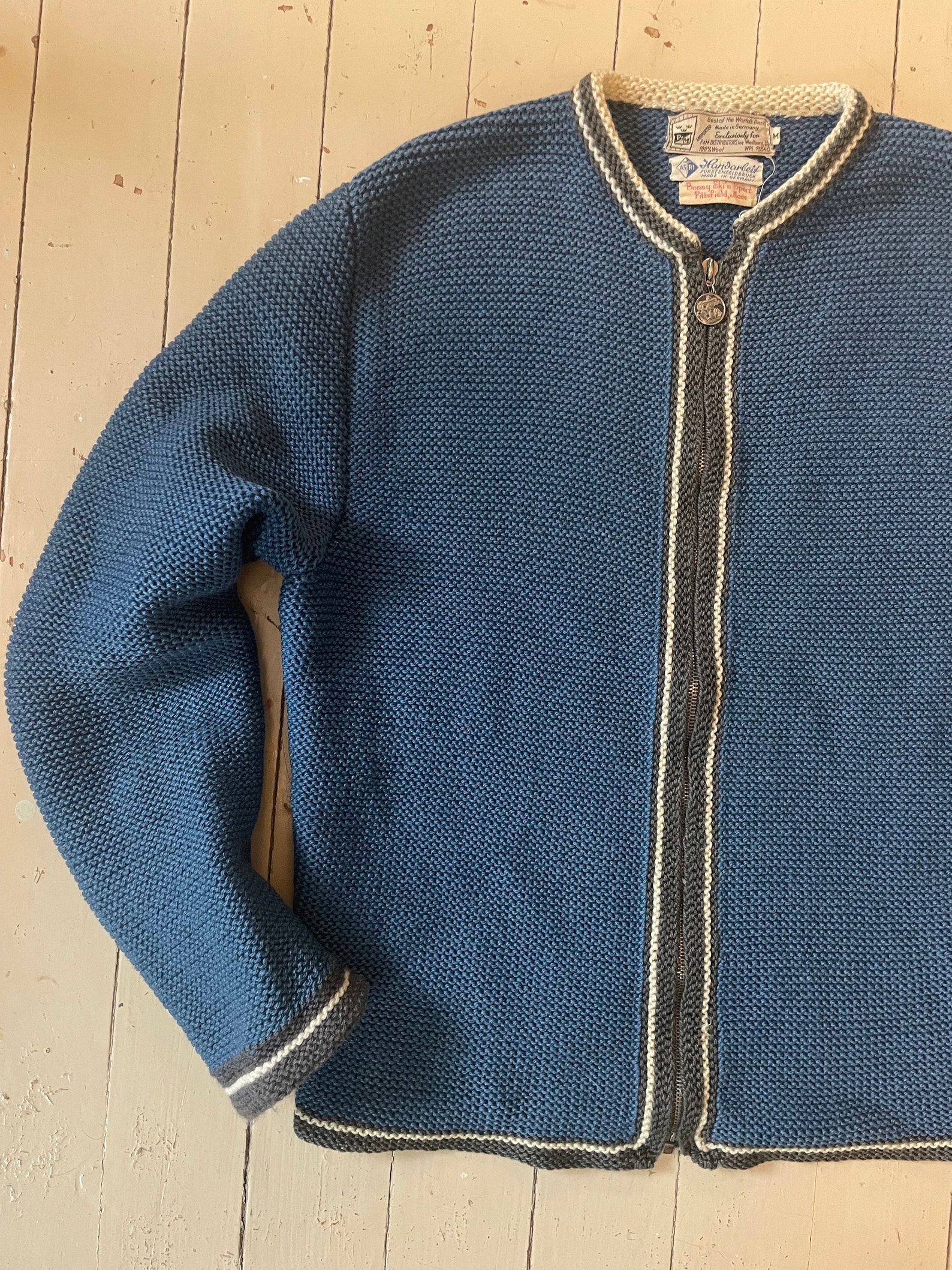 Vintage 60s Wool Cardigan Made in Germany Blue - Etsy