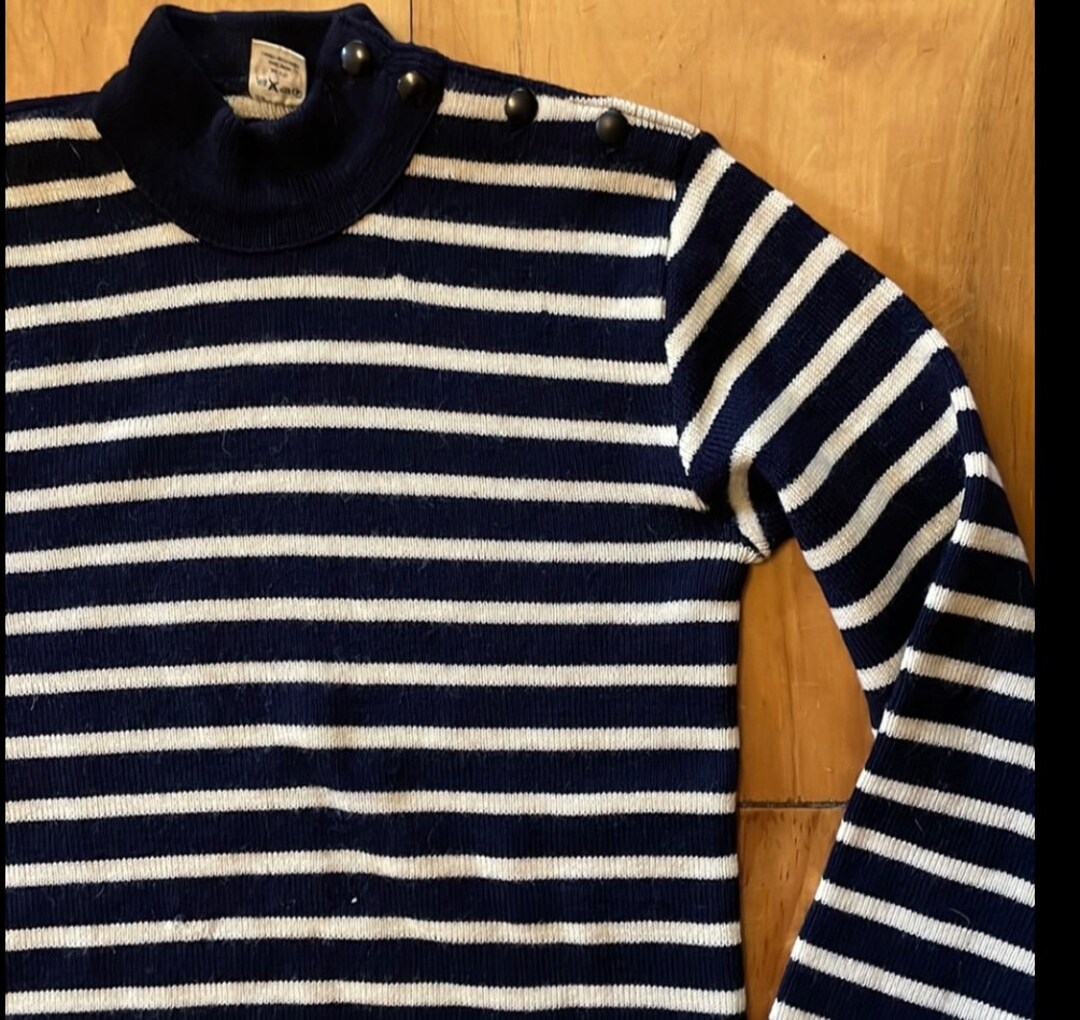 Vintage Breton Wool Military French Sweater - Etsy