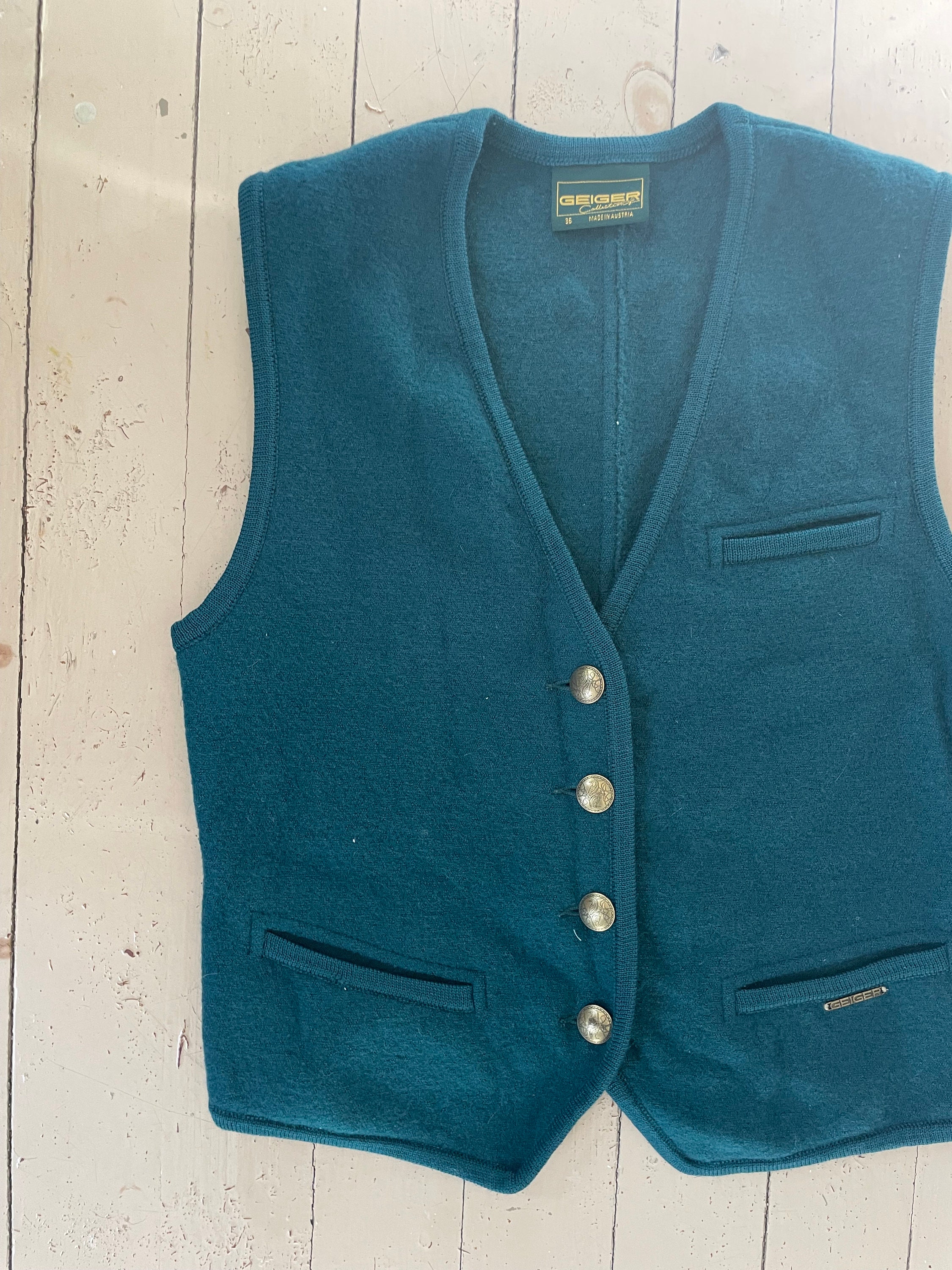 Vintage 80s Geiger Vest Boiled Wool Jade Geiger - Etsy