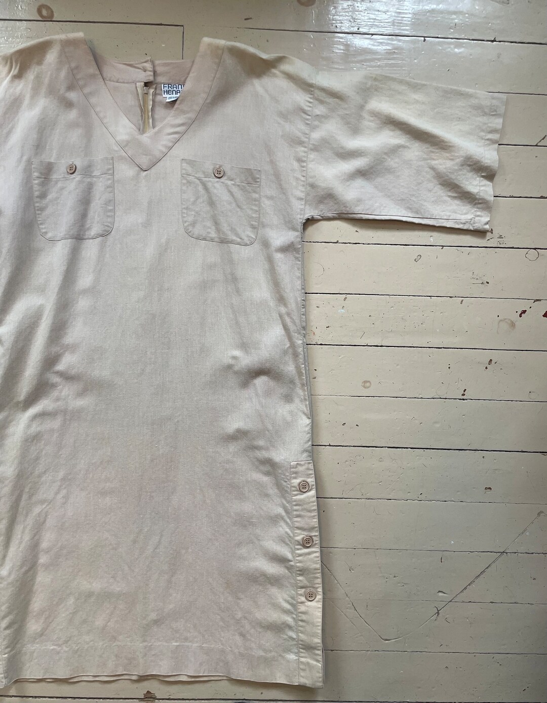 Vintage 70s Frances Henaghan Linen Blend Dress Neutral Minimalist - Etsy