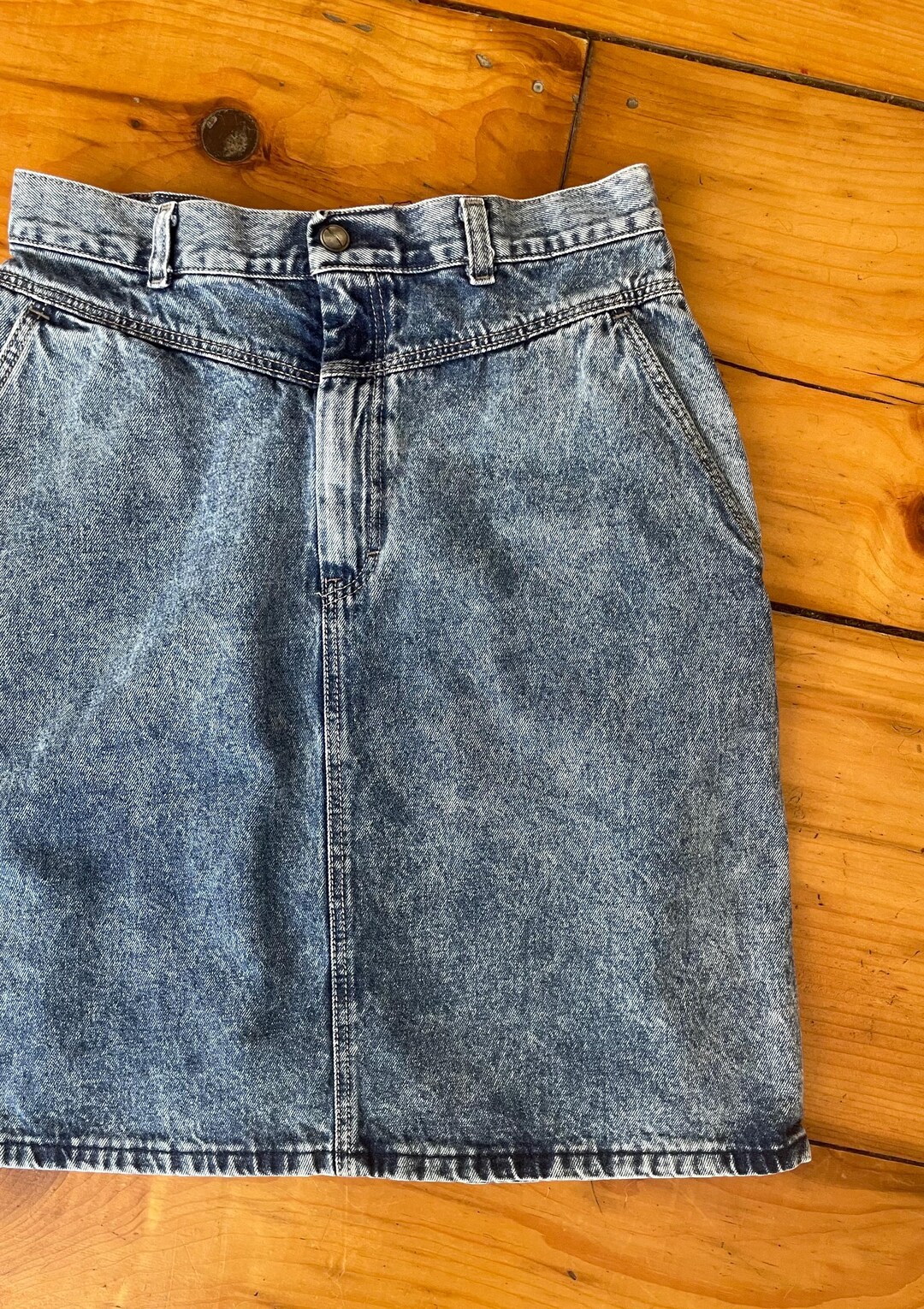 Vintage 80s Acid Wash Denim Skirt Jean Skirt by Pizzazz - Etsy