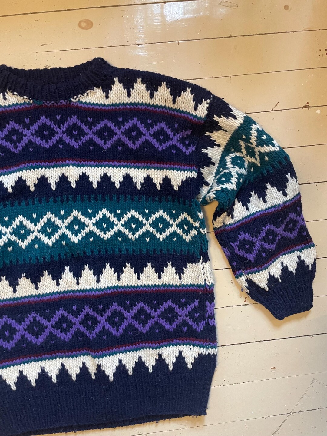 Handmade Wool Sweater Made in Ecuador Hippy Boho Bright Colorful - Etsy