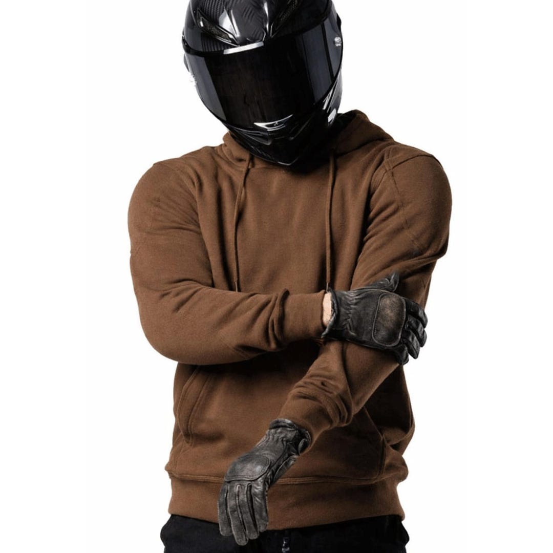 Gents Motorcycle CE Level 2 Armoured Hoodie Brown – Waterproof, Kevlar ...