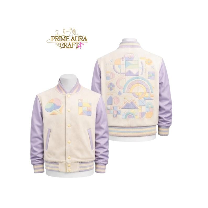 Lavender Varsity Jacket | Pastel Letterman Jacket | Unisex Streetwear ...