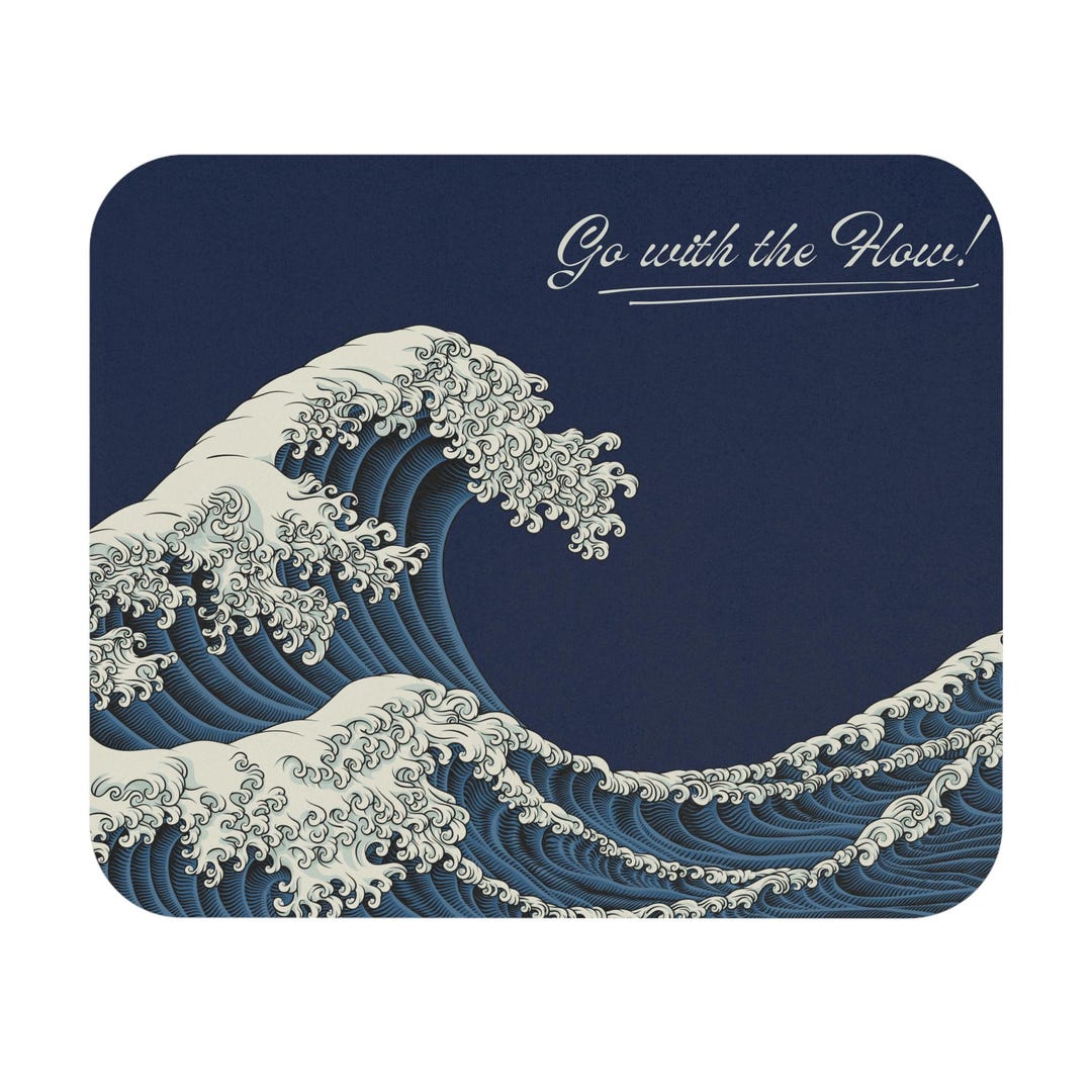 Ocean Wave Art Mouse Pad | Go With the Flow Decorative Desk Mat - Etsy