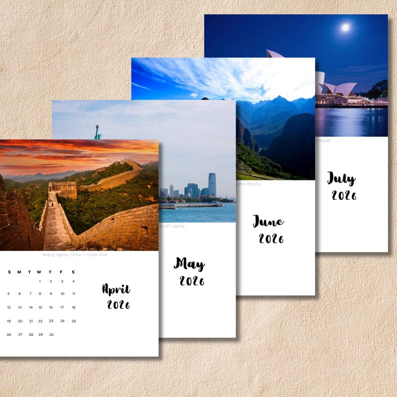 Printable 2026 Travel Calendar – World Landmarks & Wonders | Printable ...