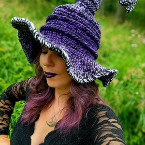 Crochet Black/violet Ombre Twisted Witch Hat - Witch Costume Hat - Cosplay Hat - Halloween Witch ...
