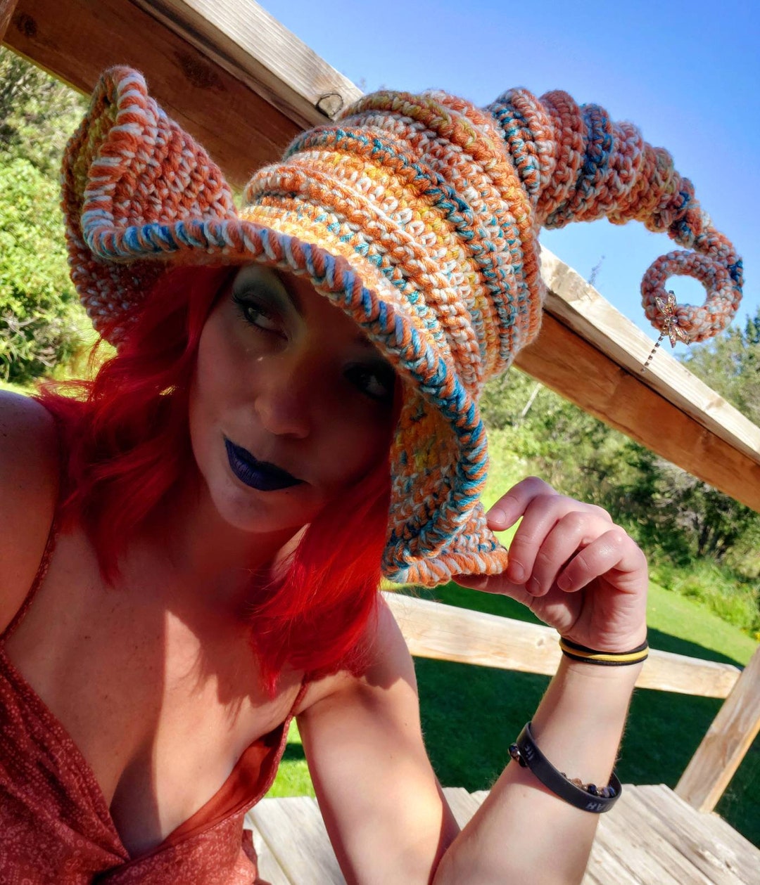 Crochet Twisted Witch Hat. Witch Costume Hat. Cosplay Hat. Halloween Witch Hat. Available in ...