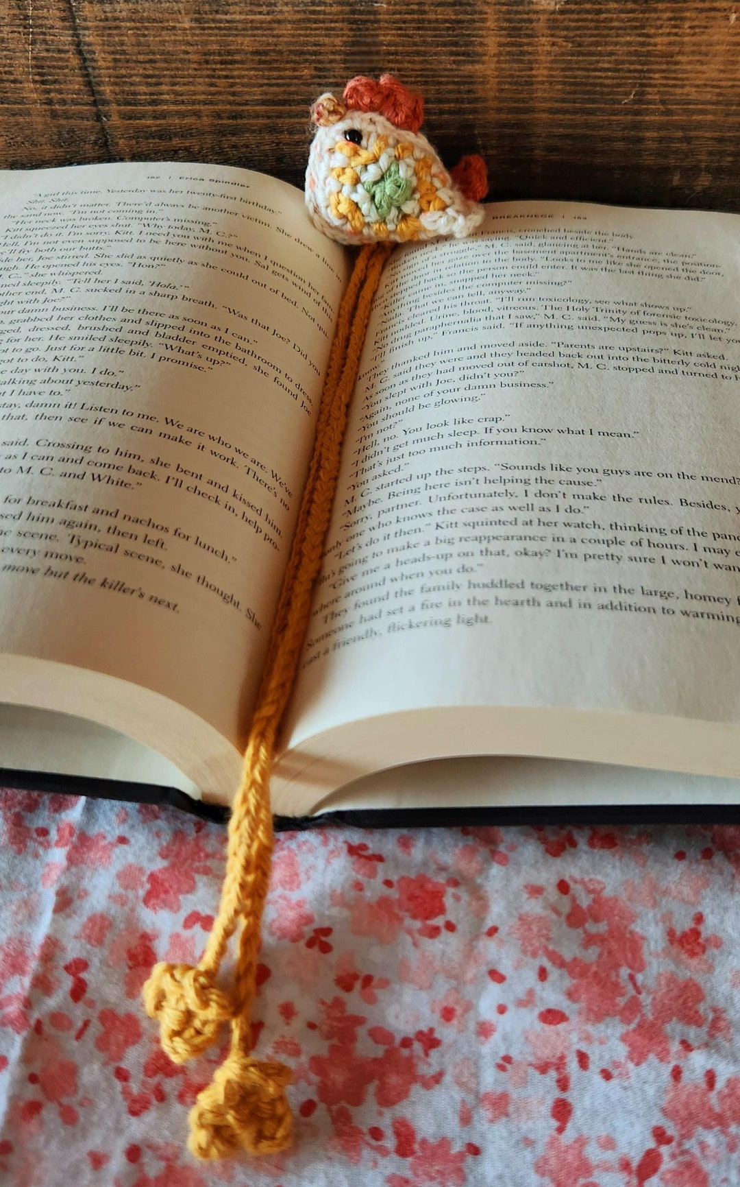 Crochet Granny Square Chicken Bookmark. Colors Customizable. - Etsy