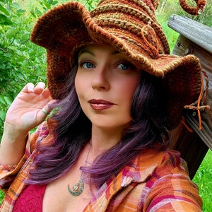 Crochet Russet Autumn Twisted Witch Hat. Witch Costume Hat. Cosplay Hat. Halloween Witch Hat ...