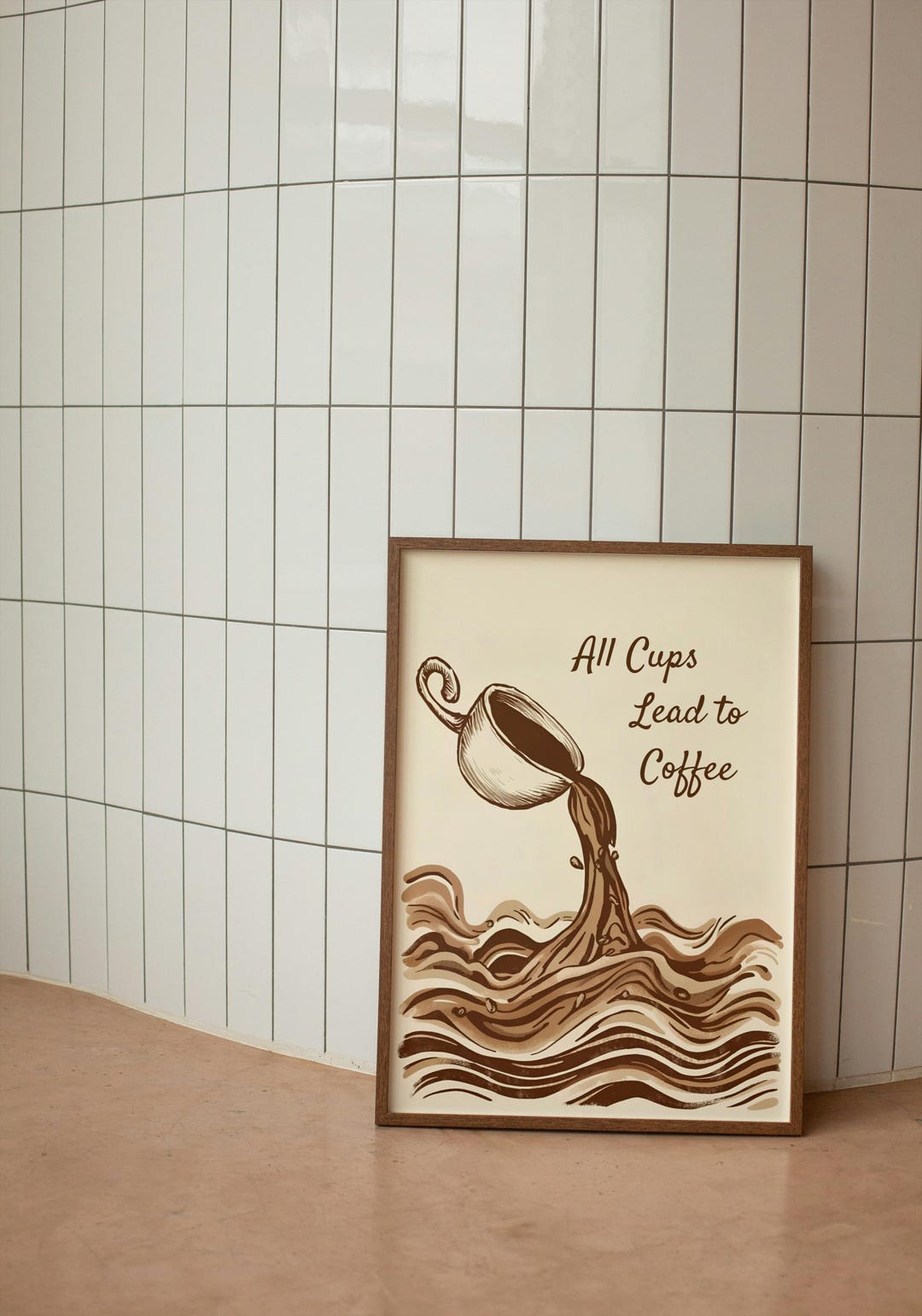 Coffee Lovers Wall Art - All Cups Lead to Coffee Illustration - Etsy