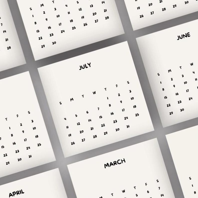 Mini Square 5x5 Inch Wall Calendar 2026 Minimal Printable Calendar ...