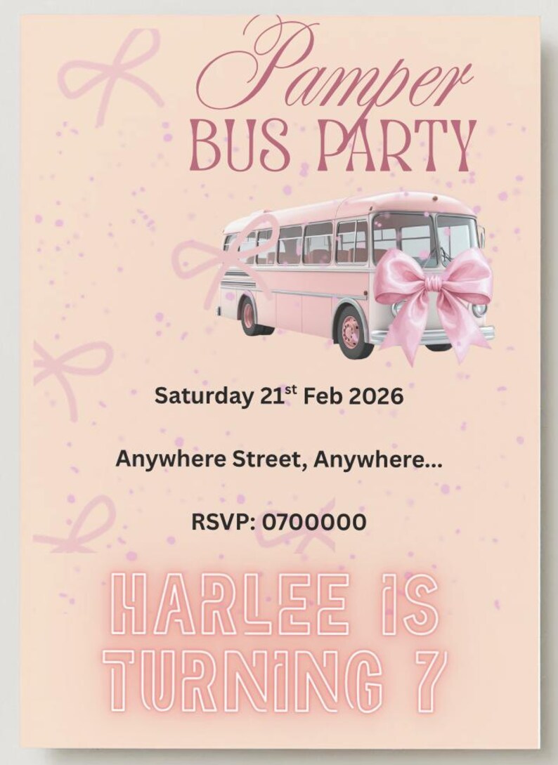 Pamper Bus Party Invitation - Etsy