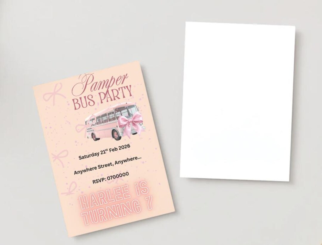 Pamper Bus Party Invitation - Etsy