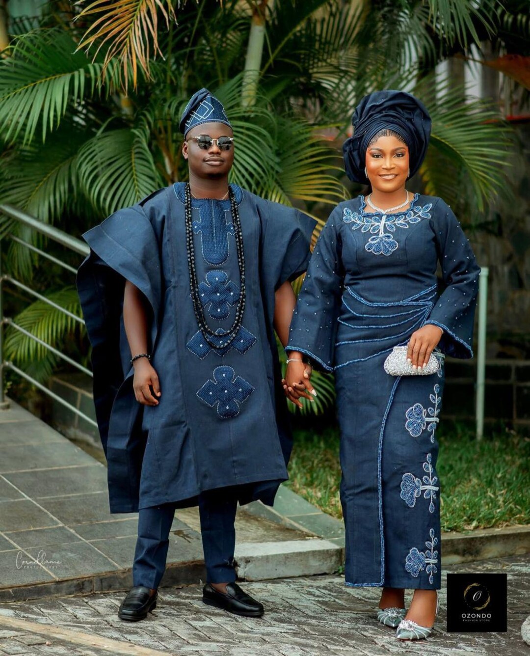 African Couples Traditional Outfit, Matching Aso Ebi Wear for Wedding ...