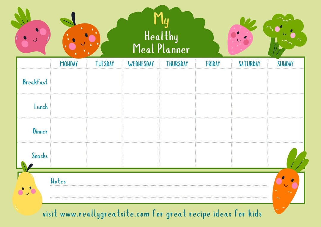 Kids Meal Planner Printable | Healthy Meal Planner for Kids | Weekly ...