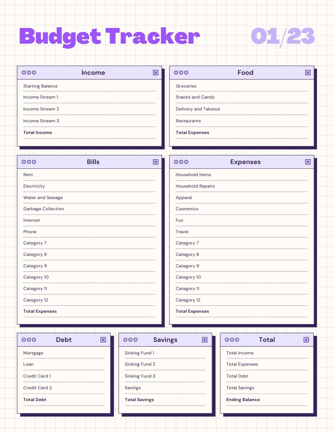 Budget Tracker Printable | Monthly Budget Planner | Expense Tracker ...