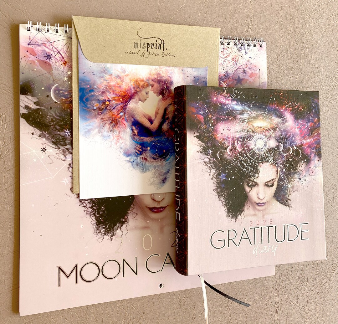 2025 Gratitude Diary & Moon Calendar Bundle,with a Handmade Twinflame ...