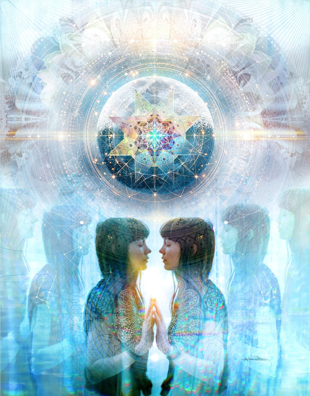Fine Art Print - Gemini Divine Twins Visionary Cosmic Full Moon Mirror ...