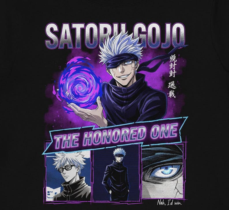 Gojo Satoru Shirt, Jujutsu Kaisen Vintage Graphic Tee, Anime Streetwear ...