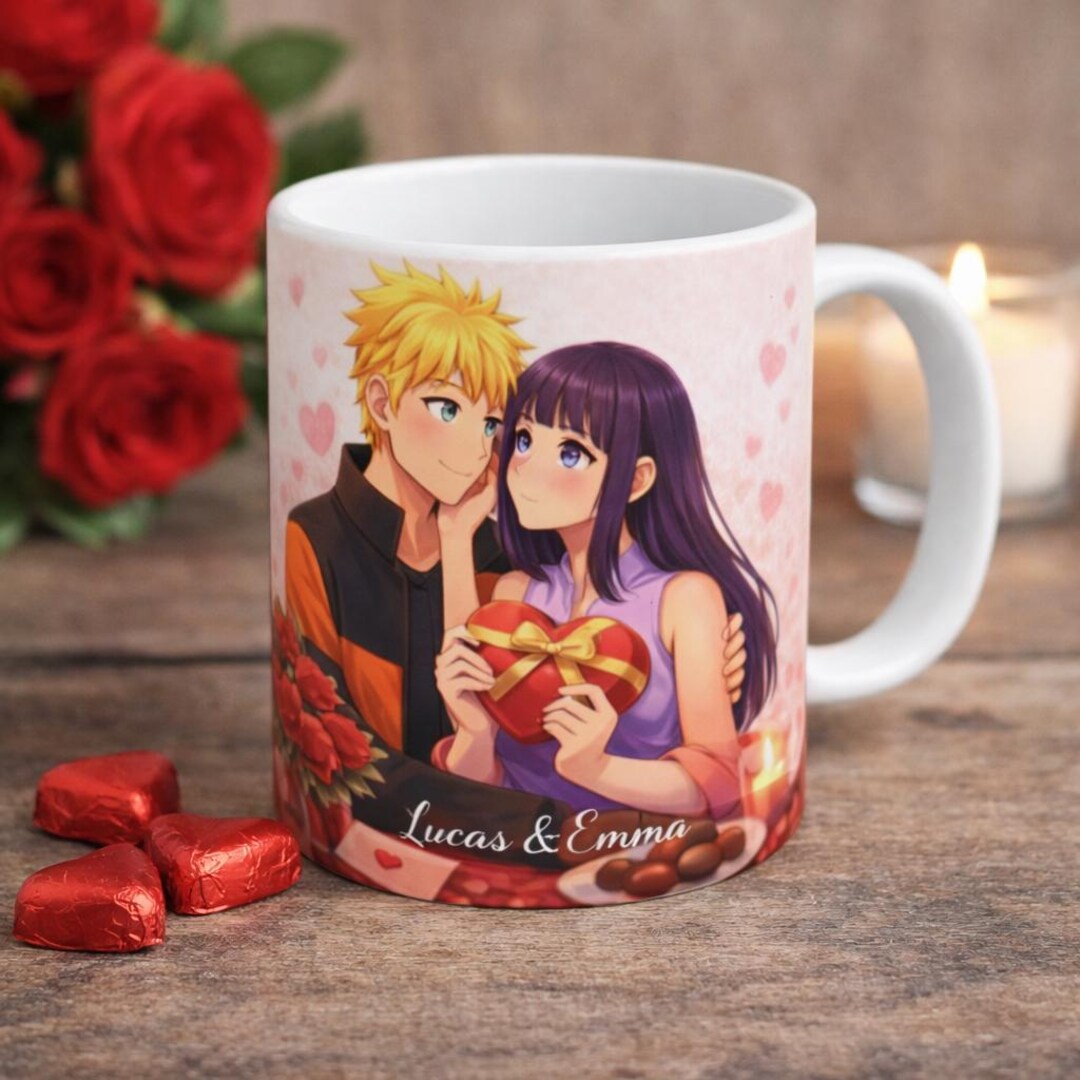 Personalized Anime Couple Mug – Custom Names, Valentine's Gift - Etsy