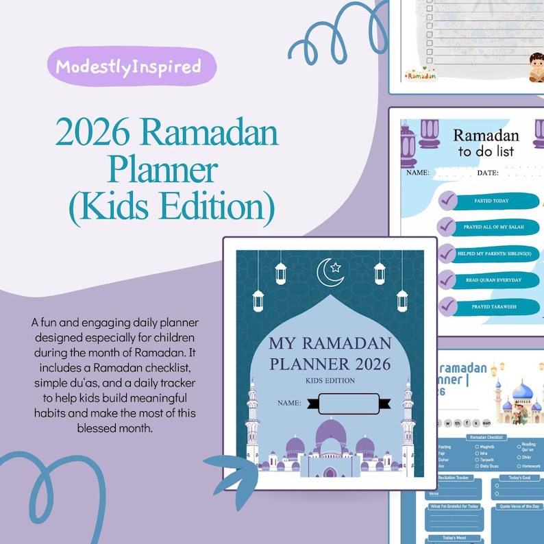 2026 Ramadan Planner for Kids | Daily Tracker, Duas & Ramadan Checklist ...