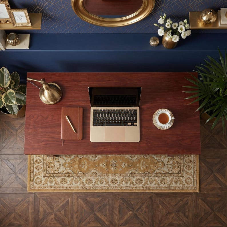 Solid Oak Scandinavian Writing Desk – Handmade Minimalist Office Table ...