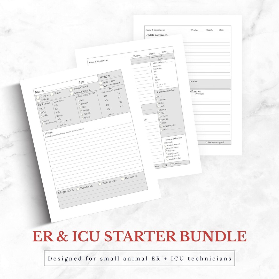 Veterinary Technician ER & ICU Starter Bundle | Printable PDF Bundle ...