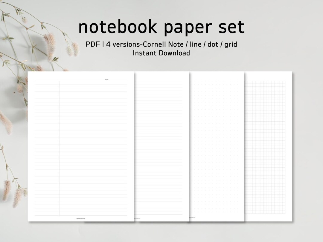 Note Paper(line / Grid / Dot / Cornell Note) - Printable PDF Bundle - Etsy