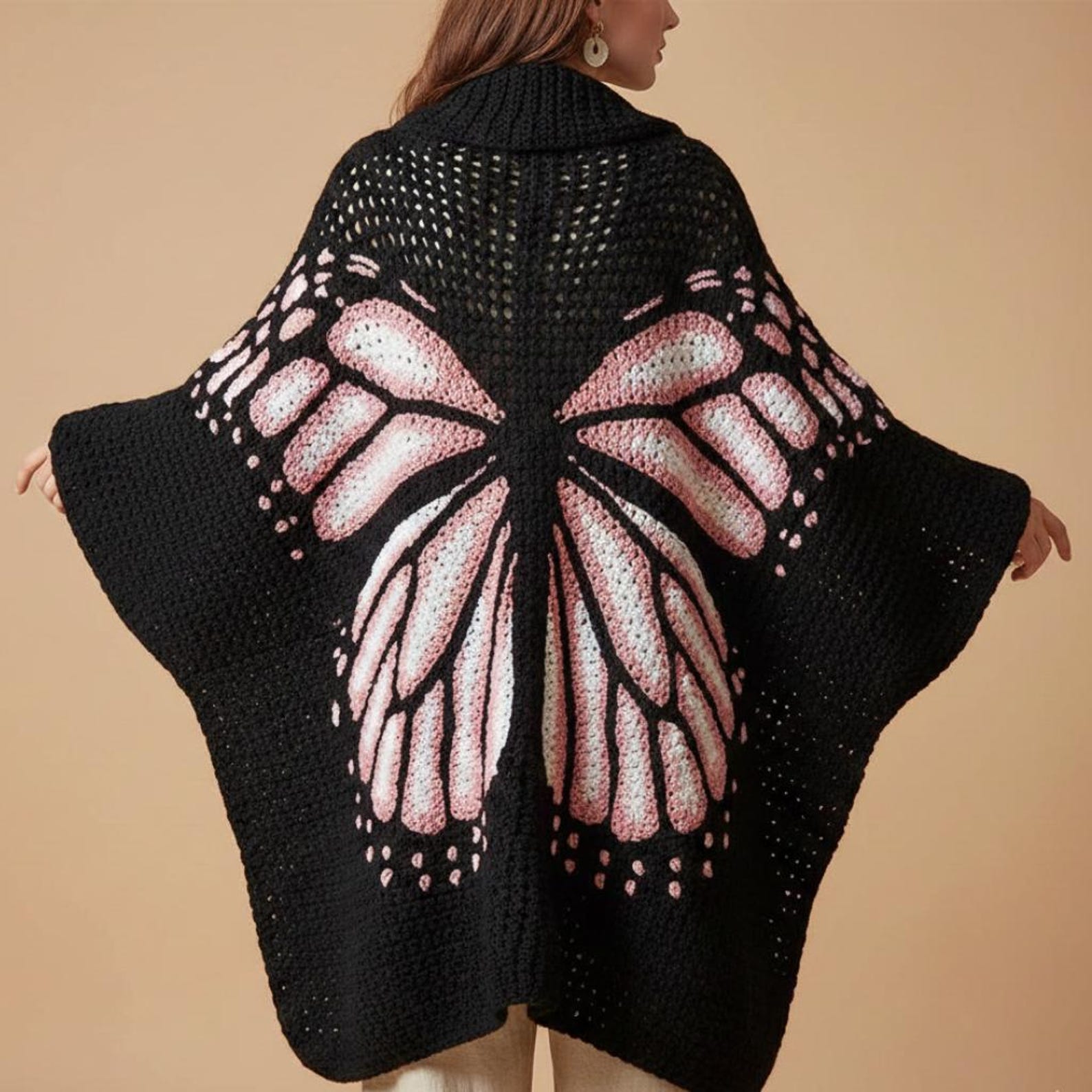 Monarch Butterfly Cardigan Crochet Pattern PDF | Oversized Wing Sweater ...