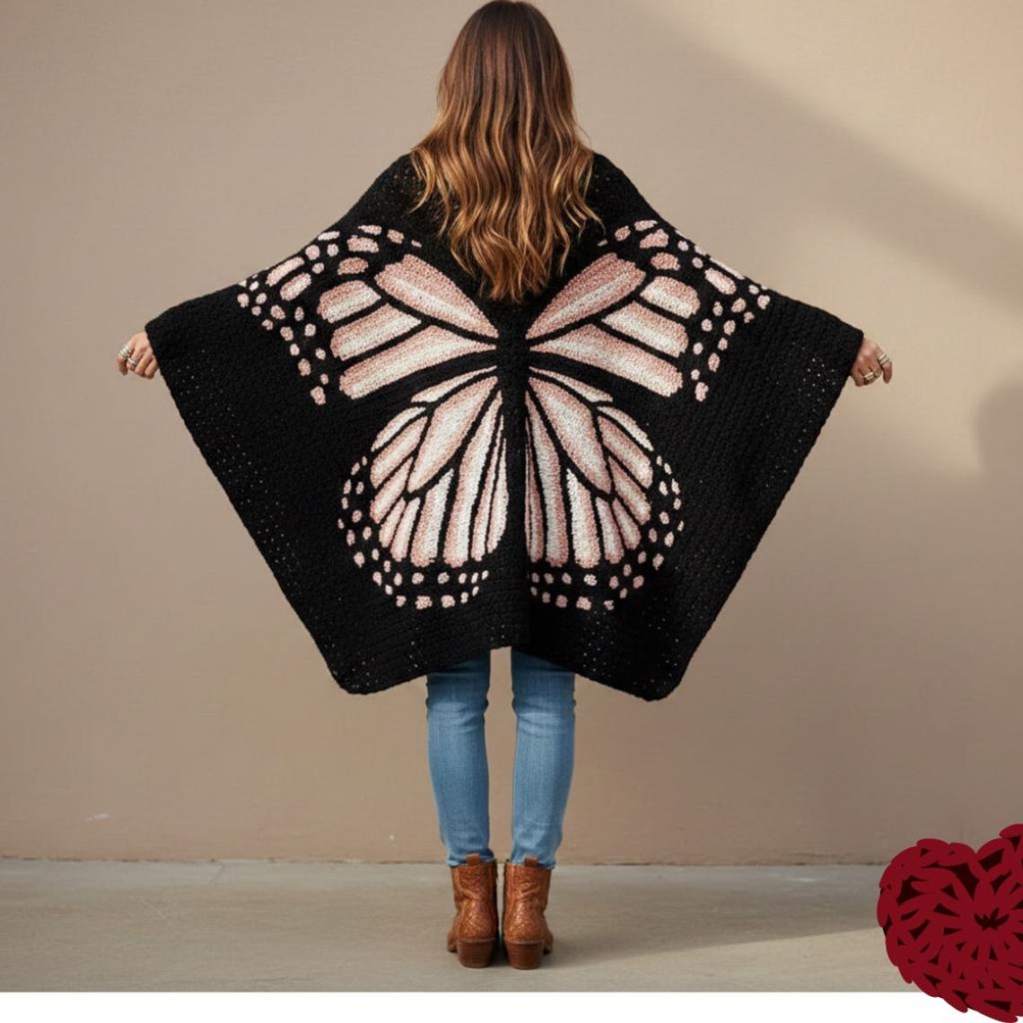 Monarch Butterfly Cardigan Crochet Pattern PDF | Oversized Wing Sweater ...