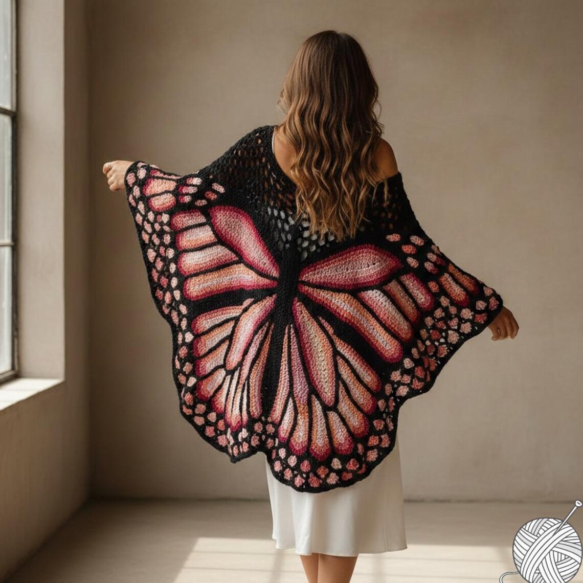 Monarch Butterfly Cardigan Crochet Pattern PDF | Oversized Wing Sweater ...