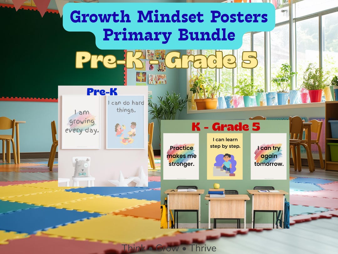 Primary Growth Mindset Posters Bundle | Pre-k–grade 5 Classroom Wall ...