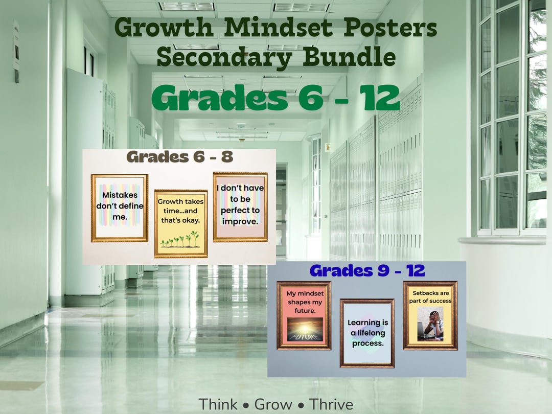 Secondary Growth Mindset Posters Bundle | Grades 6–12 Classroom ...