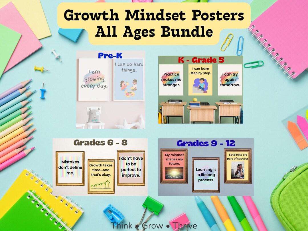 Growth Mindset Posters Bundle | Classroom Decor, All Ages (digital ...