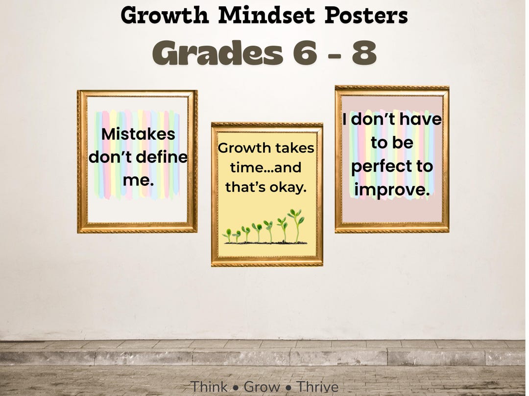 Middle School Growth Mindset Posters | Grades 6–8 Printable Classroom ...