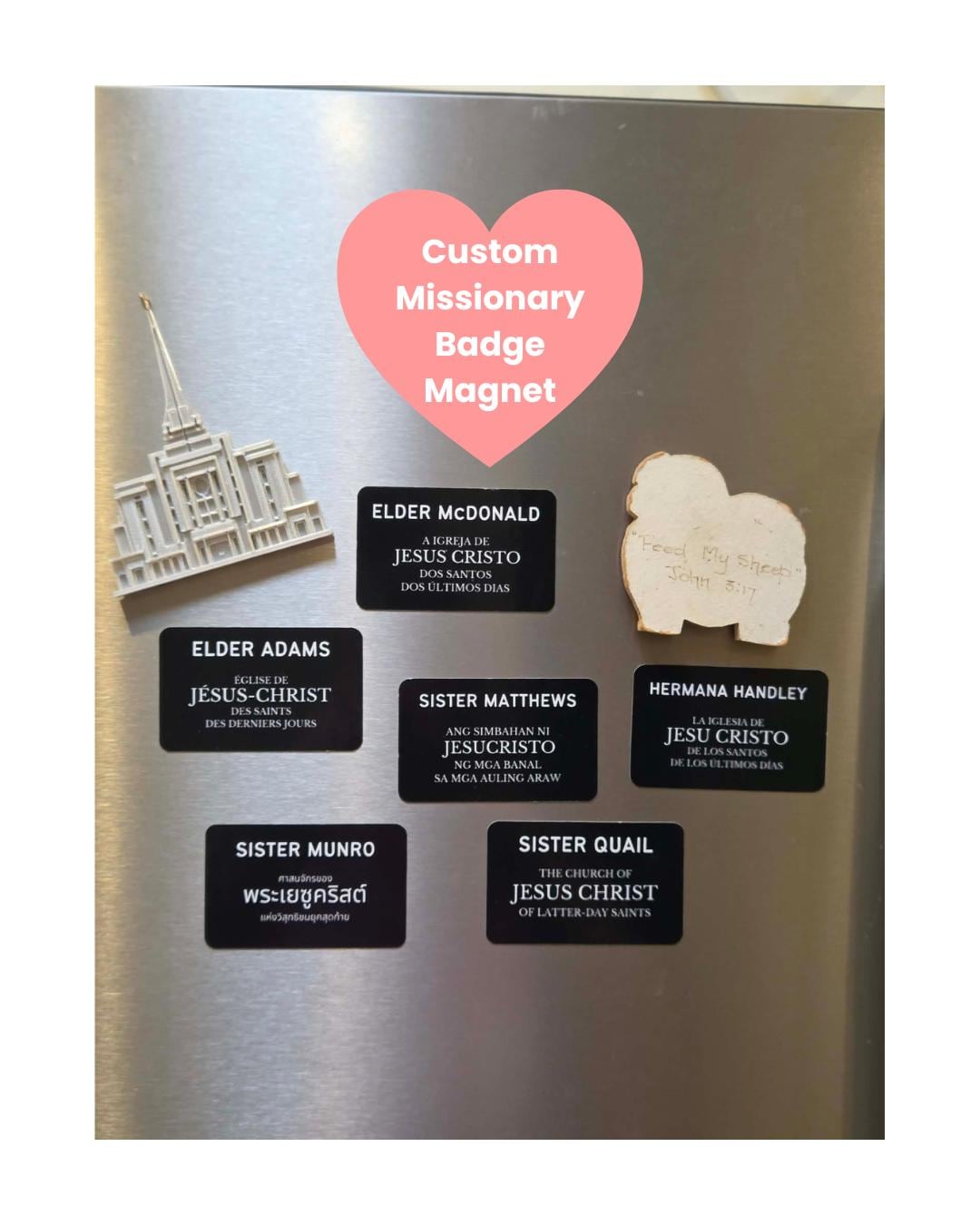 LDS Missionary Magnet Badge Set Gift Elder Sister Keepsake Black Called ...