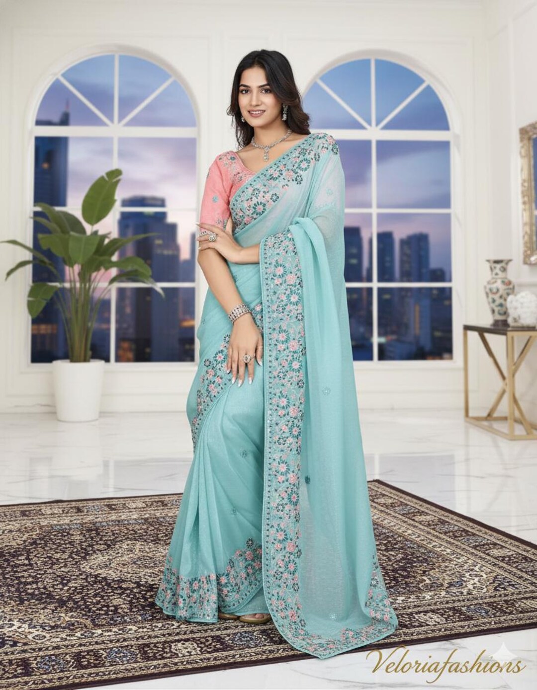 Embroidered Crunchy Silk Wedding Saree | Designer Cutwork Border - Etsy