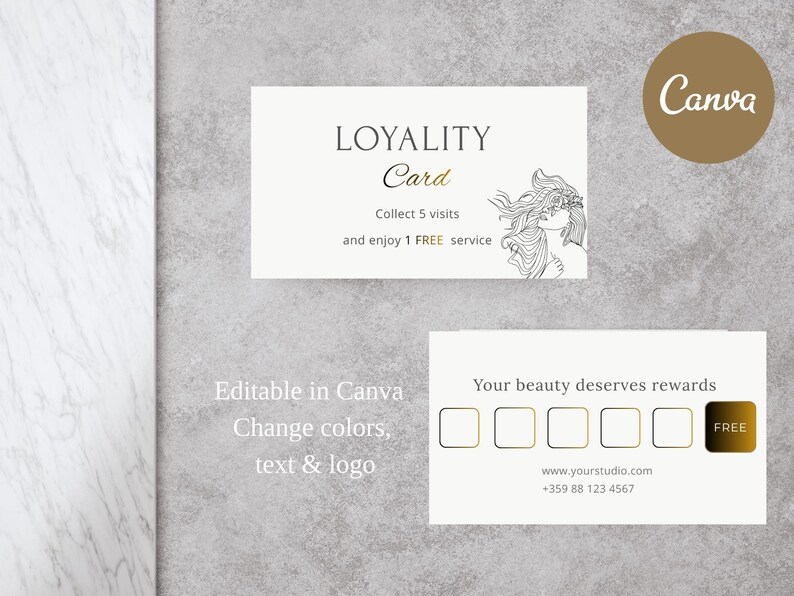 Editable Loyalty Card Template for Beauty Salon | Nail, Lash & Brow ...