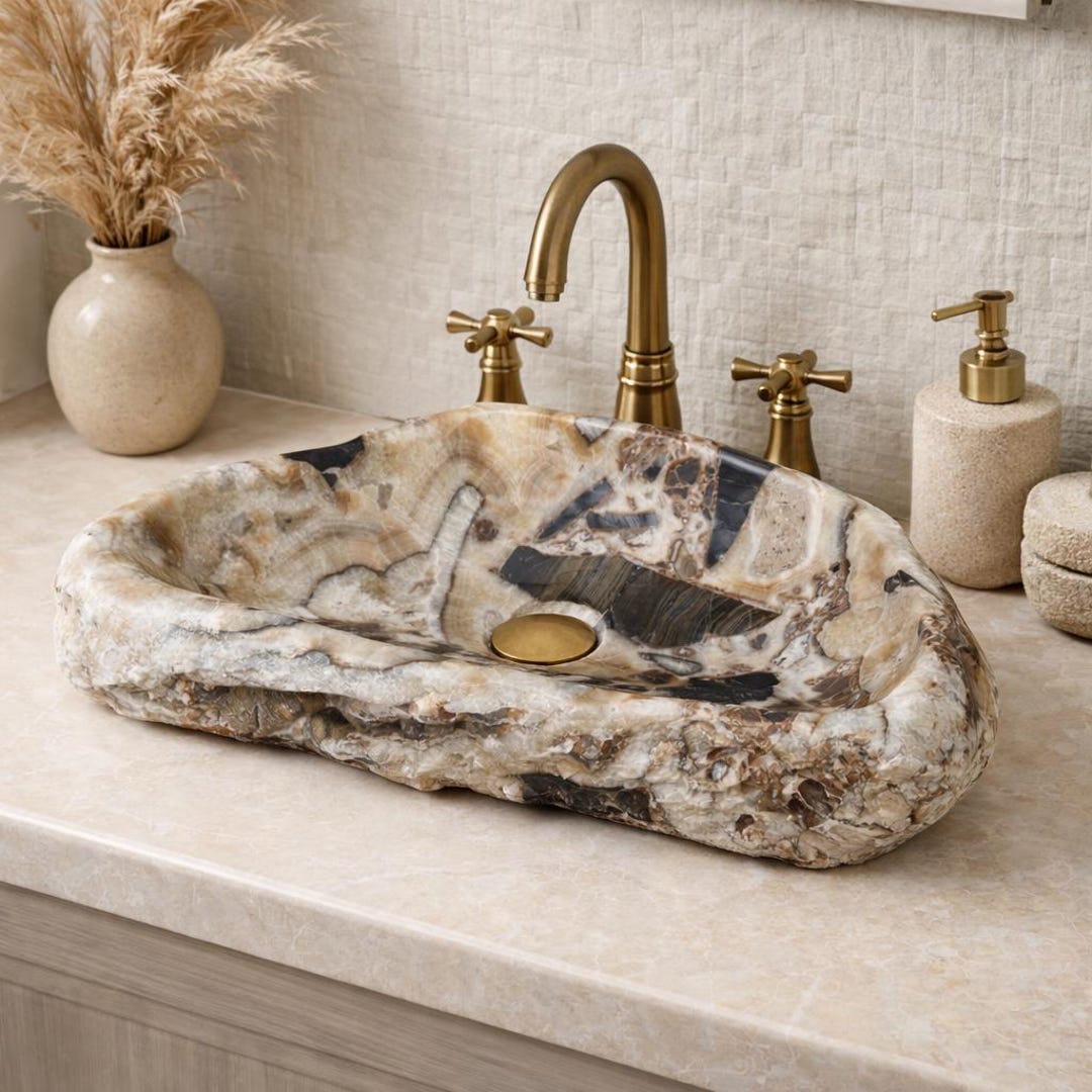 Natural Stone Sink 21” L | Unique Rustic Irregular Sink | One of a Kind ...