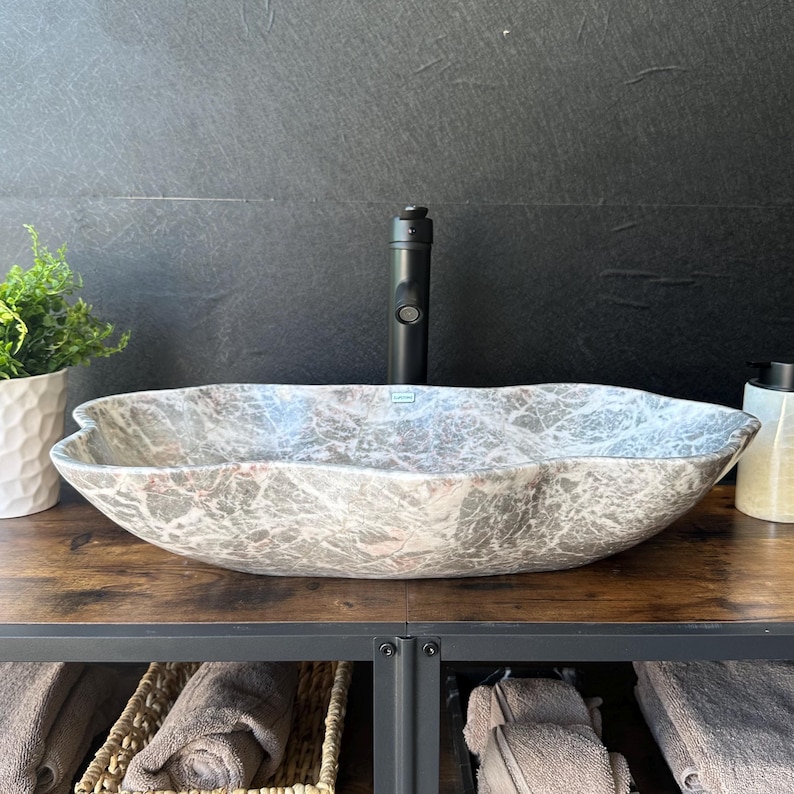 Marble Vessel Bathroom Sink | One-of-a-kind Handcrafted Marble Sink ...