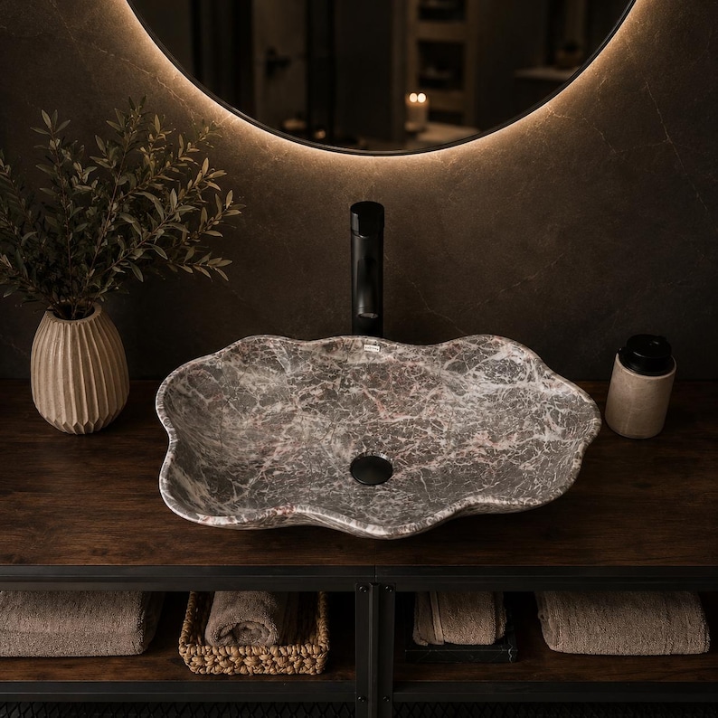 Marble Vessel Bathroom Sink | One-of-a-kind Handcrafted Marble Sink ...