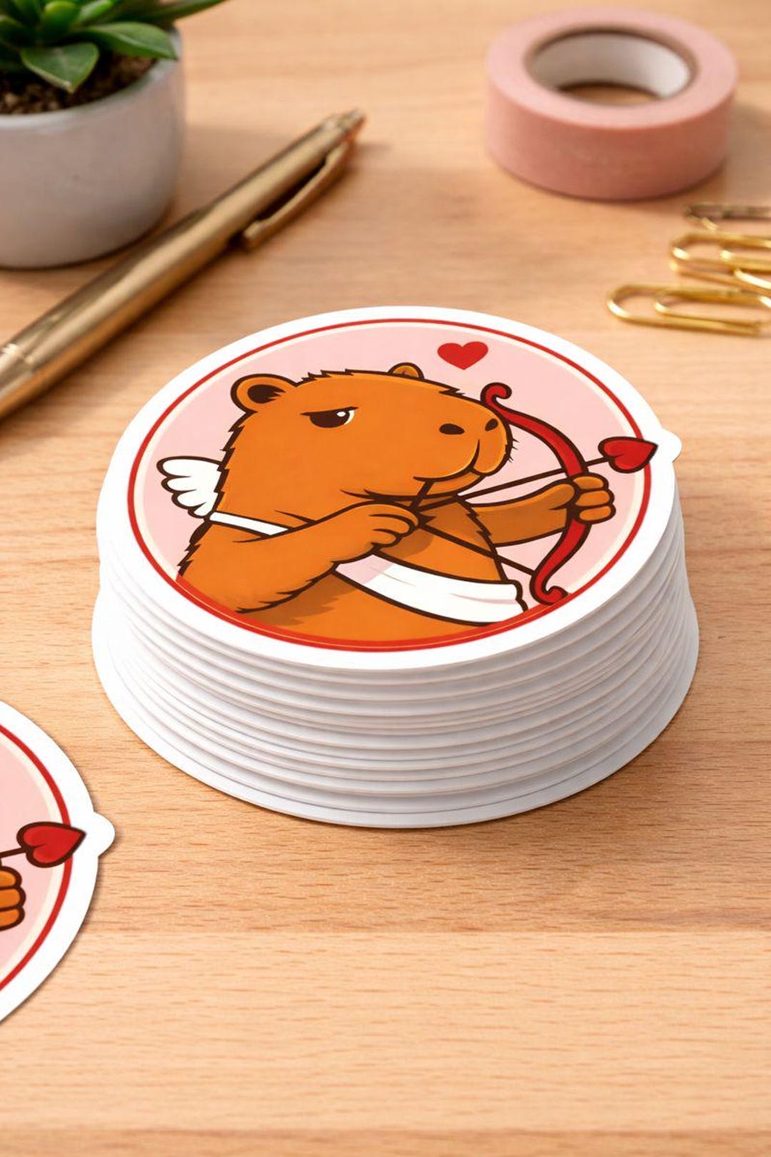 Capybara Cupid Sticker | Kiss-cut Sticker, Valentine's Cute Animal - Etsy