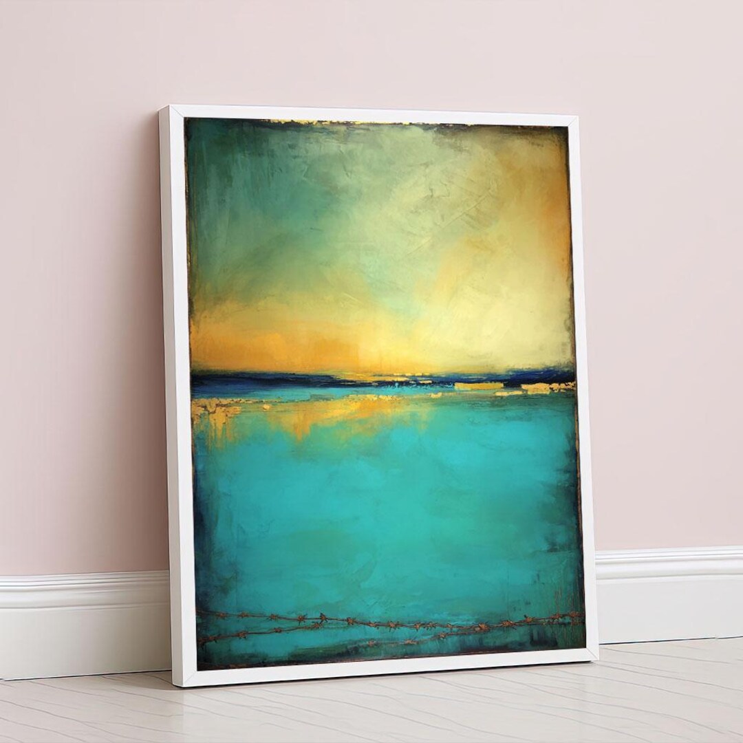 Mark Rothko Inspired Teal and Yellow Canvas Bold Color Field Painting ...