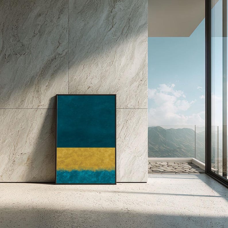 Mark Rothko Inspired Teal and Yellow Canvas Bold Color Field Painting ...