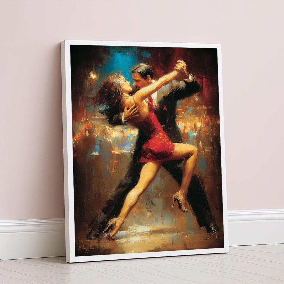 Passionate Tango Dance Abstract Canvas Wall Art Print Red and Blue ...