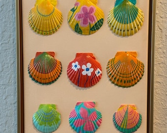 Hand Painted Scallops Shells on Canvas. 11x14 Gold Frame - Etsy