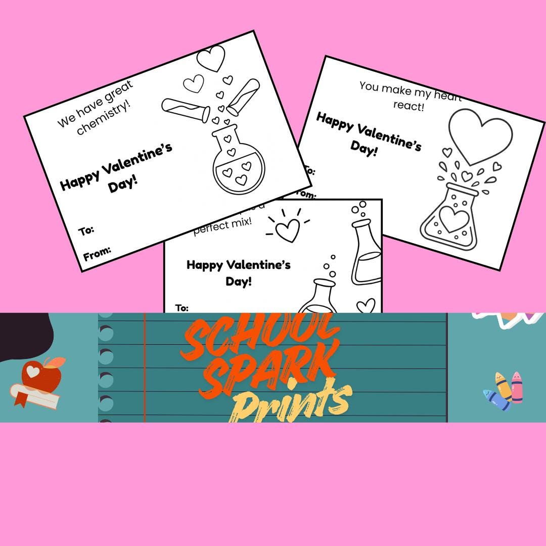 30 Science Themed Valentine Coloring Cards for Kids | Printable ...