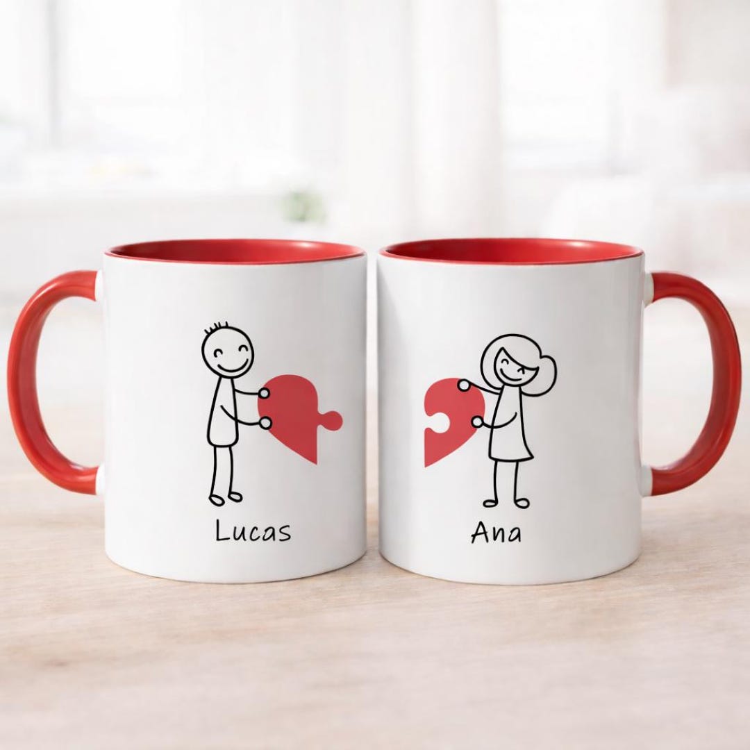 Personalized Couple Mug Set – Stick Figure Heart, Custom Names - Etsy