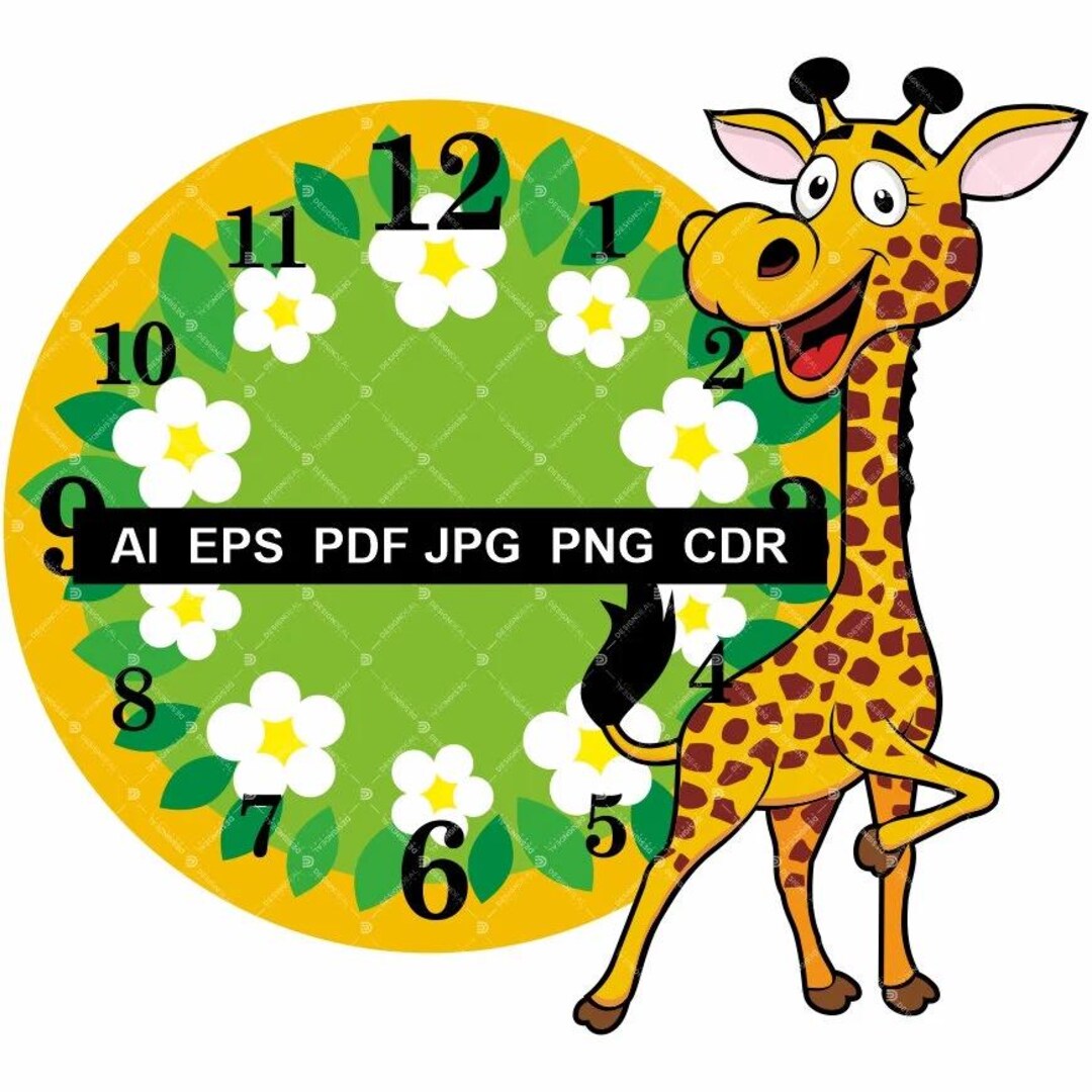Clock Kids Flower Cartoon Eps, Jpeg, Png, Cdr, Pdf, Ai and Instant ...